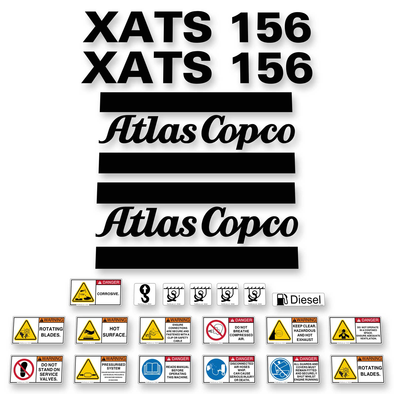 Atlas Copco XATS 156 Decal Kit