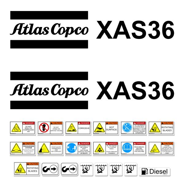 Atlas Copco XAS36 Decal Set / Sticker Kit