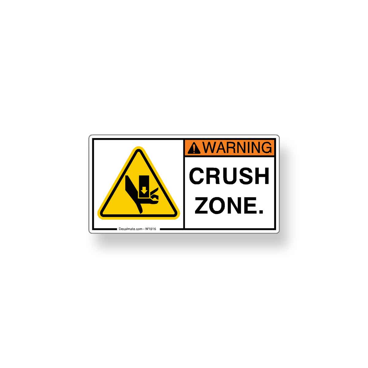 Warning - Hand Crush Zone Safety Decal - Horizontal