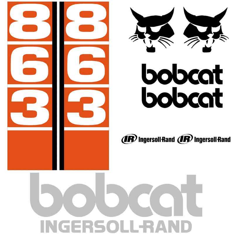 Bobcat ir 863 Orange Side Decals Skid Steer Loader Repro Decal Set ...