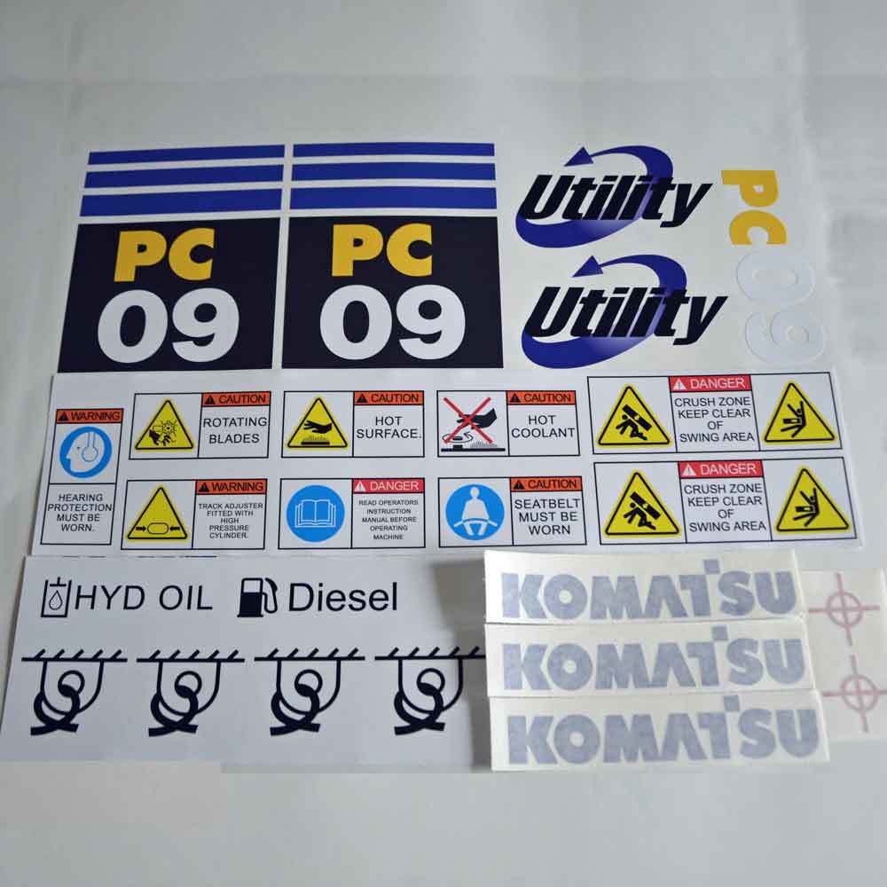 Komatsu PC09 Decal Set / Sticker Kit