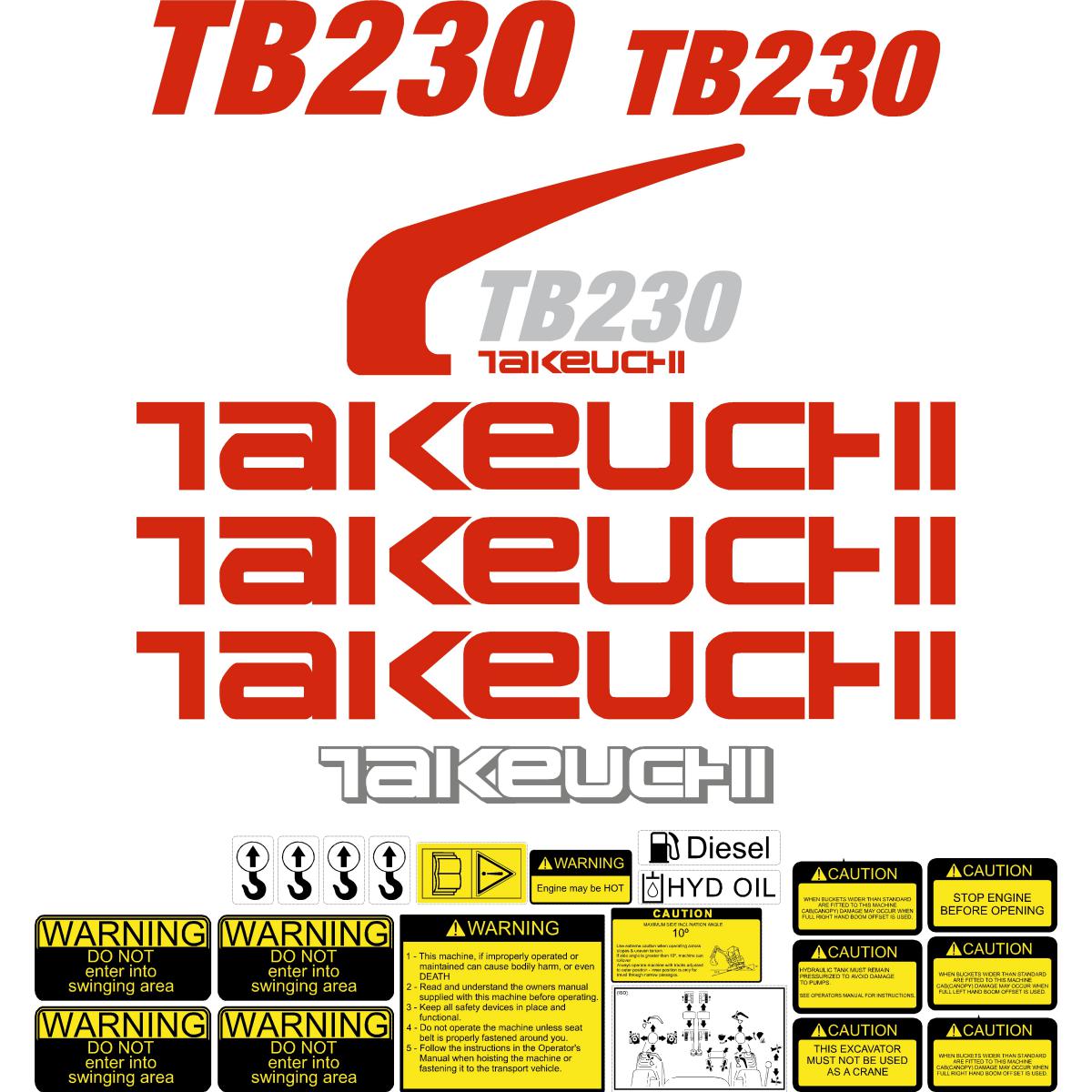 Takeuchi TB235 Decal Set / Sticker Kit