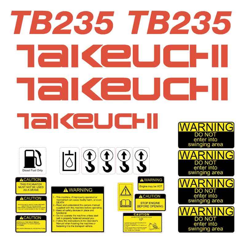Takeuchi TB235 Decal Set / Sticker Kit
