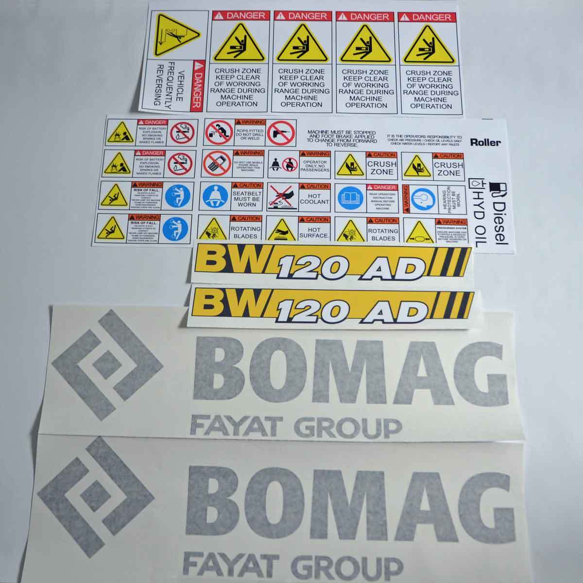 Bomag 120AD-5 Roller Decal Set / Sticker Kit