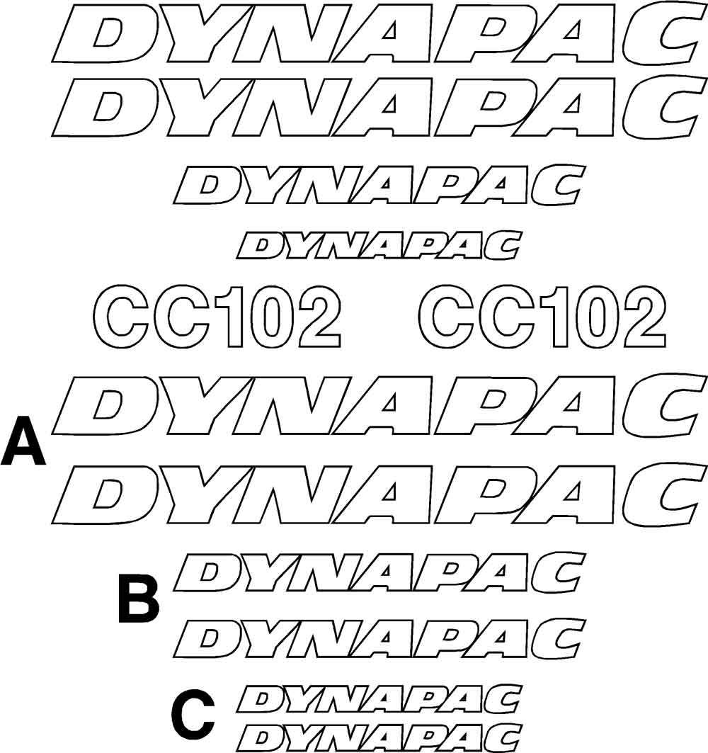 Dynapac CC102 Roller Decal Set / Sticker Kit