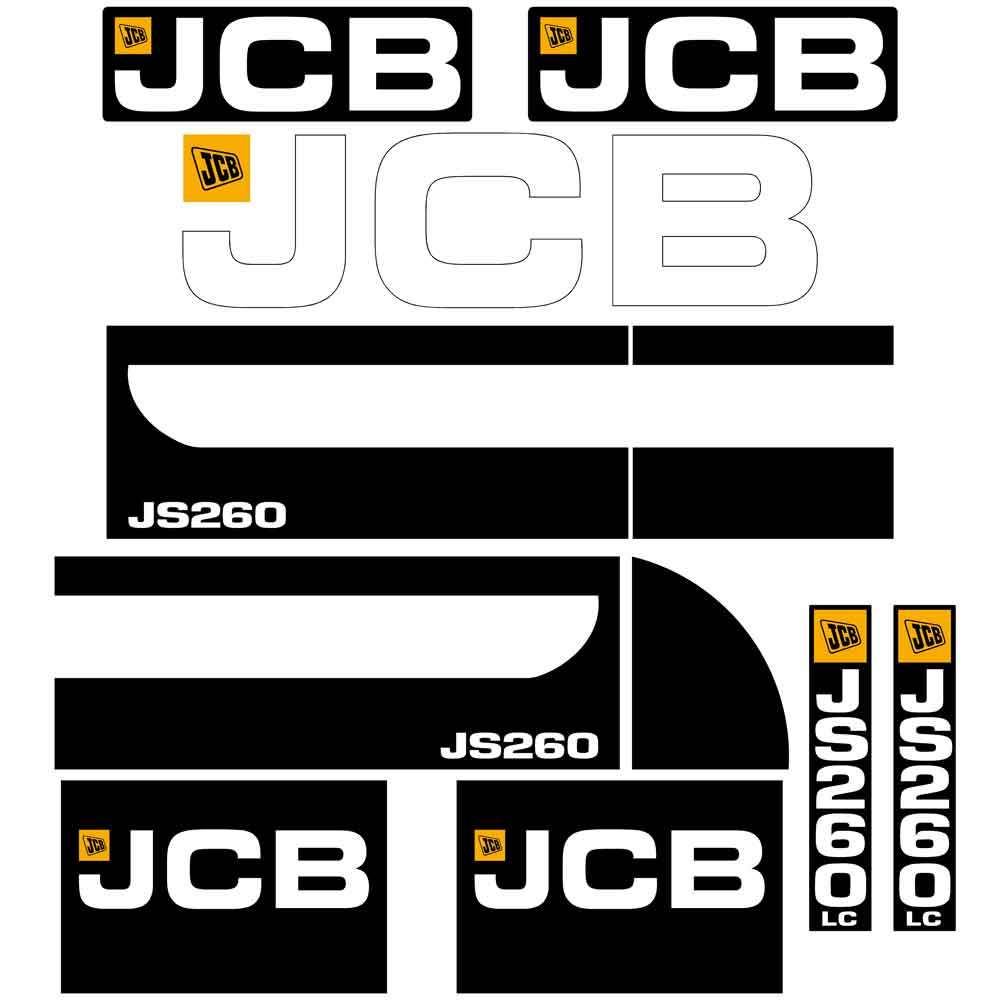 JCB JS260 Decals Stickers Kit